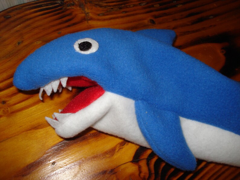 Blue Shark Hand Puppet movable mouth sewn on felt eyes | Etsy
