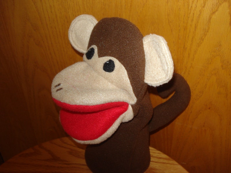 Monkey Hand Puppet Black Felt Hand Stitched Eyes Movable Mouth - Etsy ...