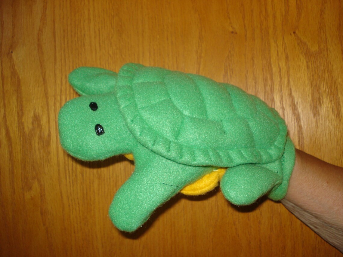 Turtle Hand Puppet Green Reptile Nature Storytelling Autism - Etsy