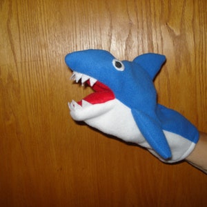 Blue Shark Hand Puppet Movable Mouth Sewn on Felt Eyes - Etsy