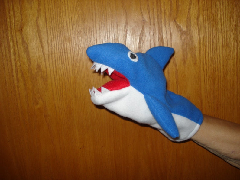 Blue Shark Hand Puppet movable mouth sewn on felt eyes | Etsy