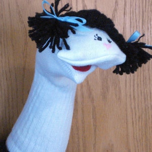 Girl Sock Puppet With Movable Mouth Black Braids - Etsy