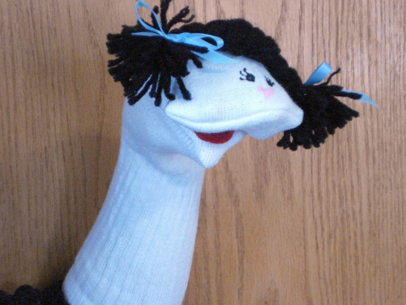 Girl Sock Puppet with movable mouth black braids - Etsy.de