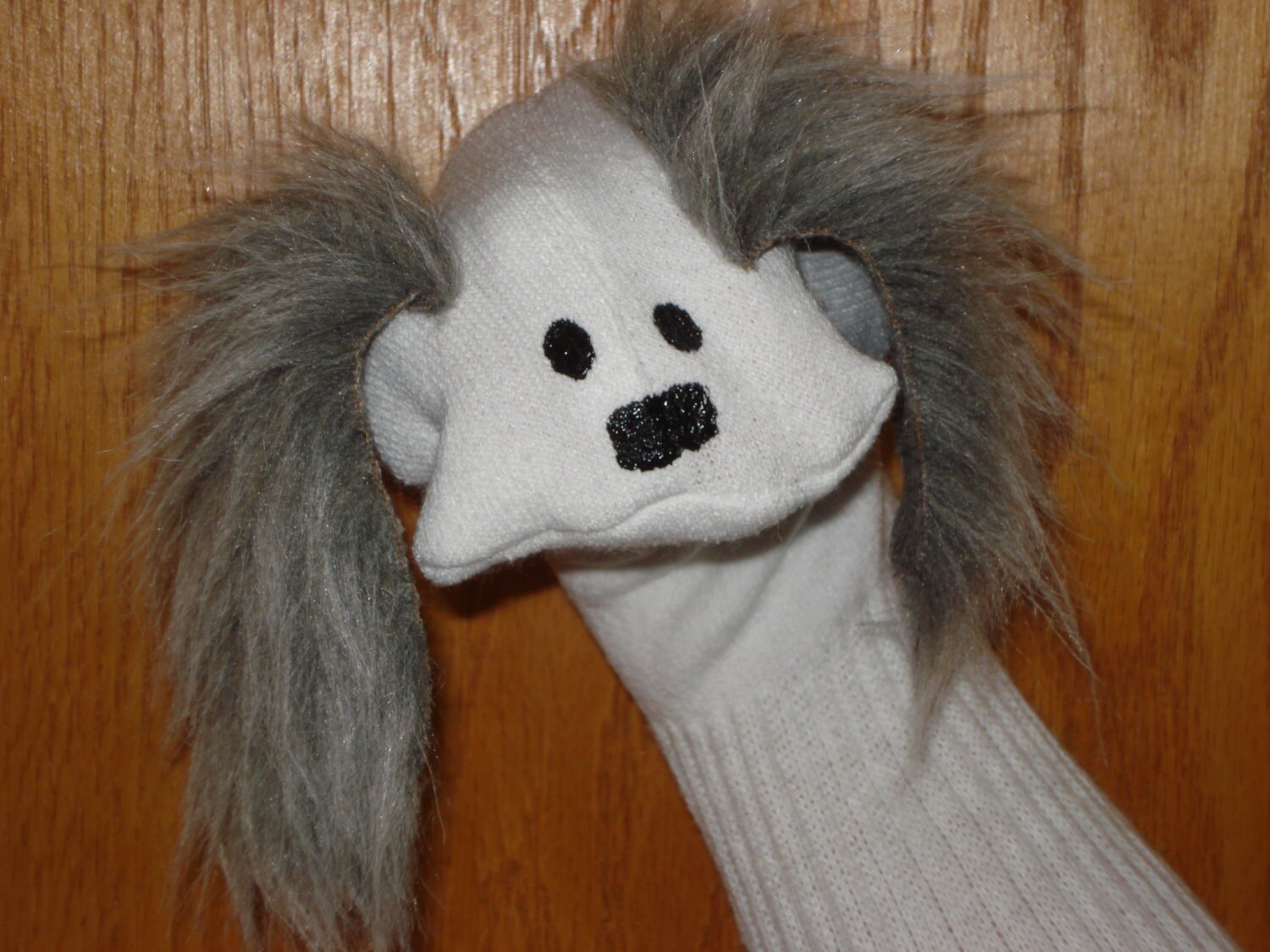 Dog Sock Puppet With Grey Furry Ears Movable Mouth Storytelling - Etsy