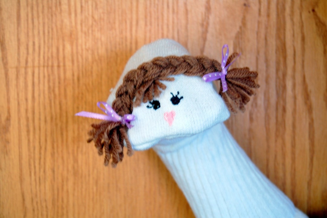 Brown Braided Hair Girl Sock Puppet: Storytelling Aid - Etsy