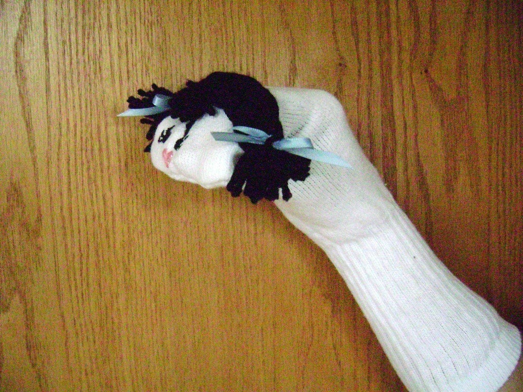 Girl Sock Puppet With Movable Mouth Black Braids - Etsy