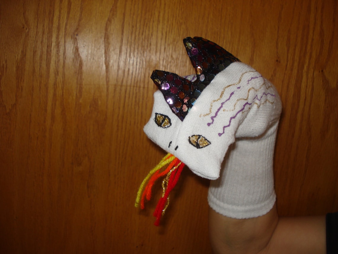 Dragon Sock Puppet Colorful Puppets Class Room Aid Visual Aid | Etsy