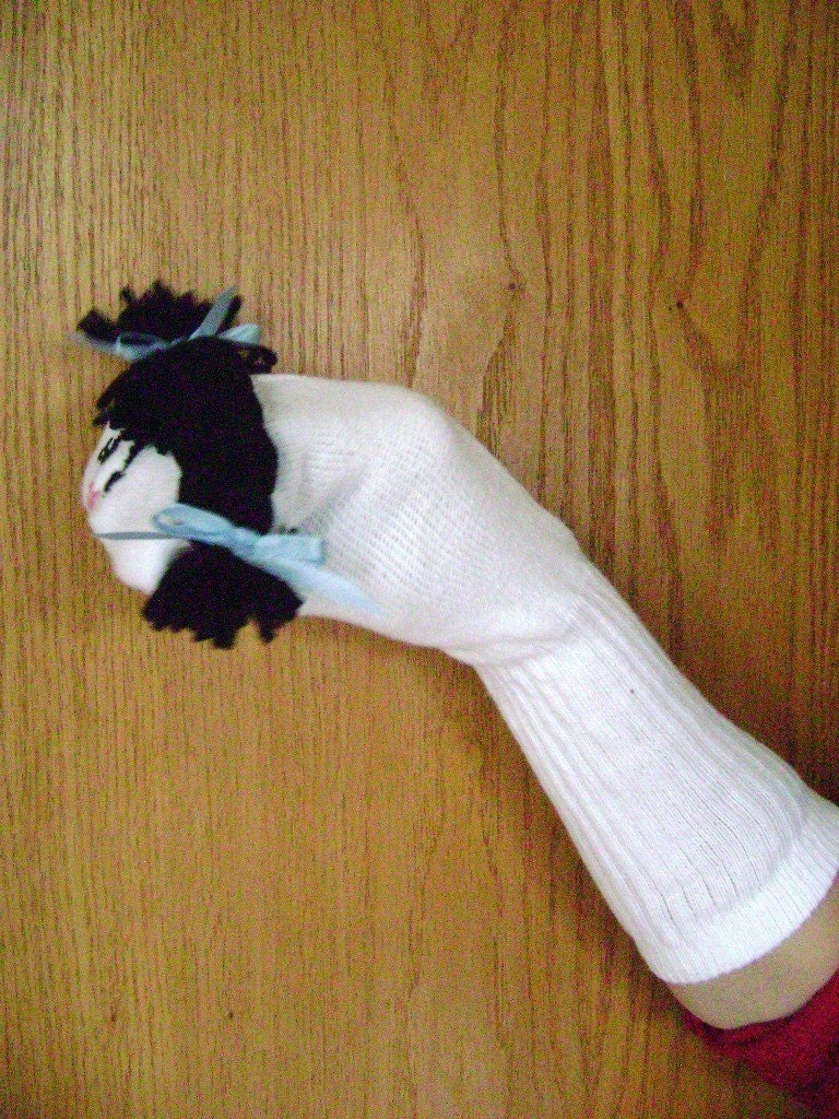 Girl Sock Puppet With Movable Mouth Black Braids - Etsy