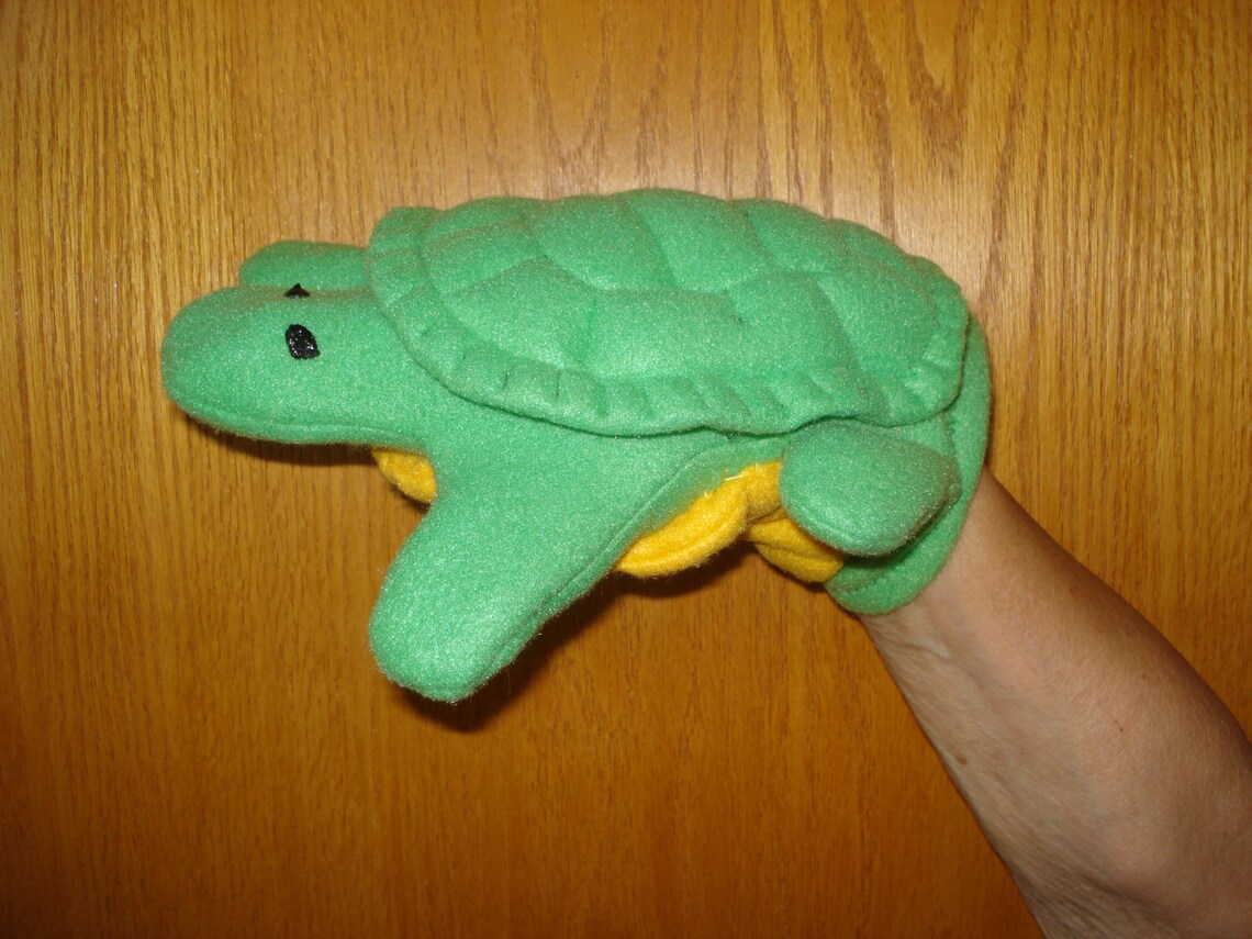 Turtle Hand Puppet Green Reptile Nature Storytelling Autism - Etsy