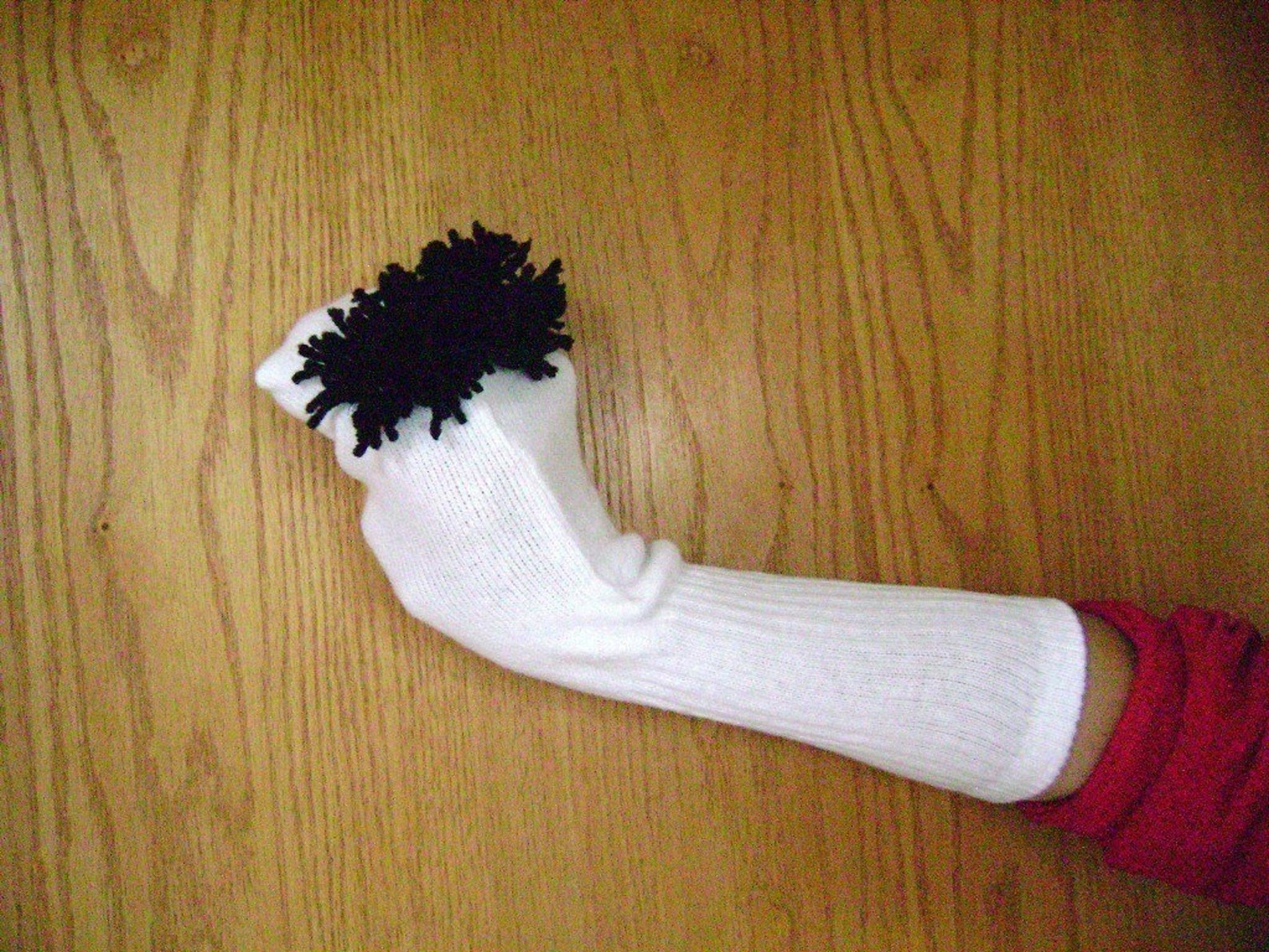 Black Haired Boy Sock Puppet Appliqued Mouth Yarn Hair Hand - Etsy