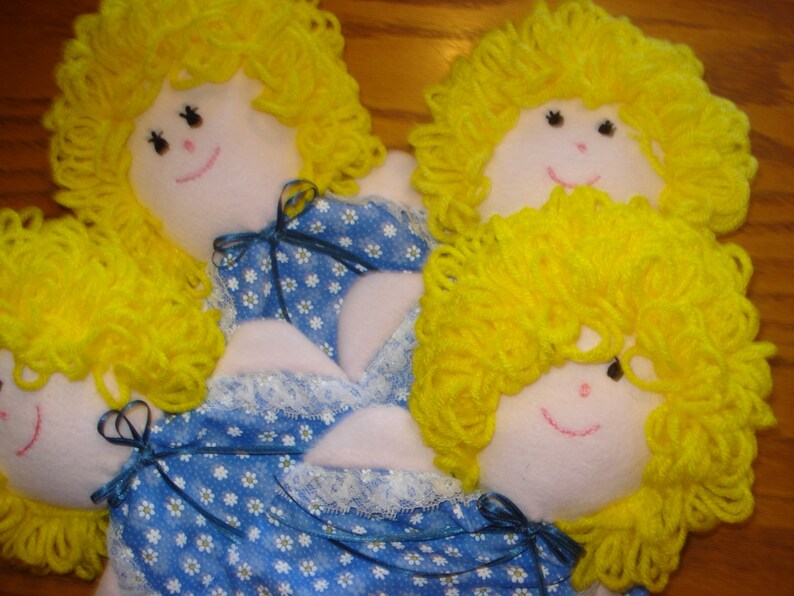 Girl Hand Puppet Blond Yarn Hair Embroidery Hand Stitched Face | Etsy