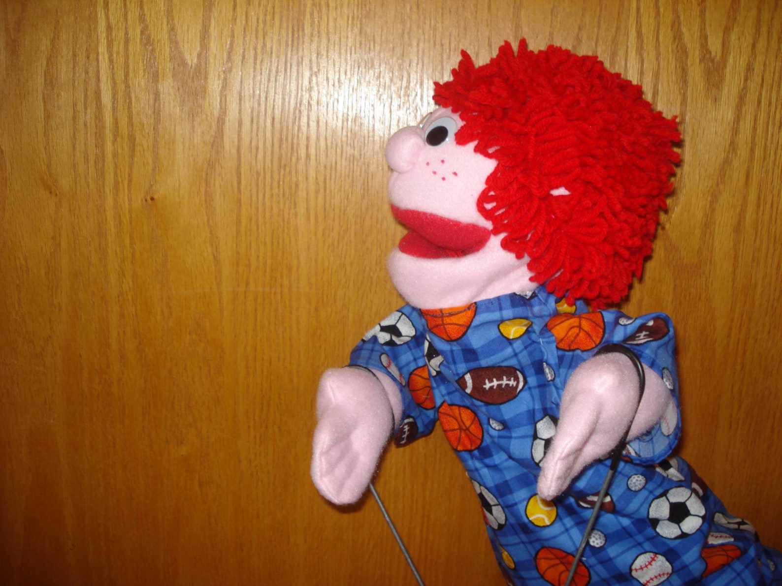 Boy Red Yarn Hair Hand Puppet Movable Mouth 2 Arm Rods Visual - Etsy ...