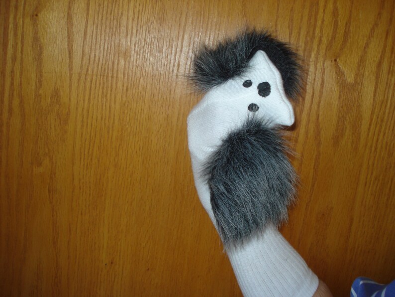 Dog Sock Puppet Grey Faux Fur Ears Interactive Toy Puppets - Etsy