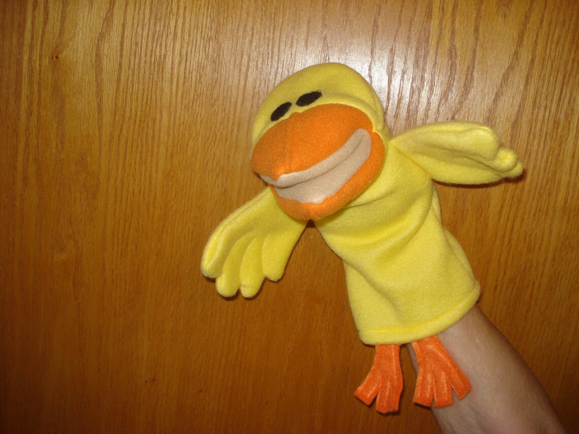 Bird hand puppet yellow black felt eyes movable mouth vip kids | Etsy