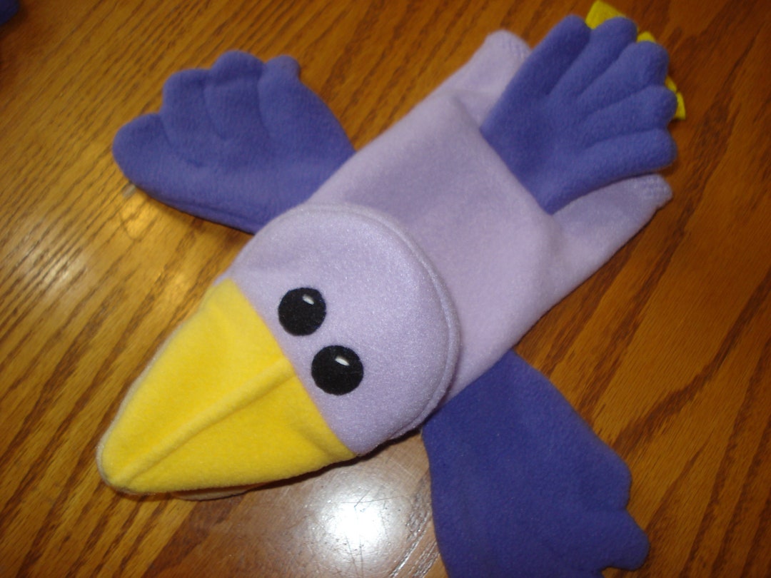 Bird Hand Puppet Mouth is Moveable Safe Felt Sewn on Eyes Purple Orchid ...