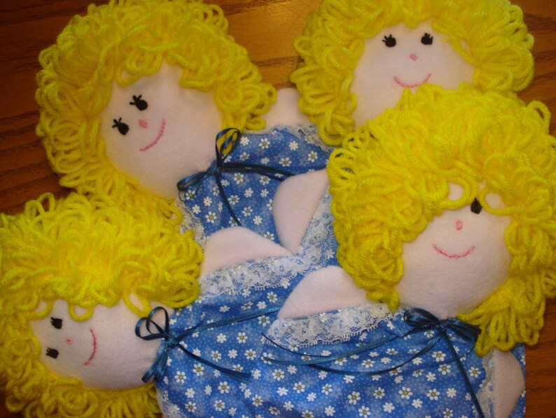 Girl Hand Puppet Blond Yarn Hair Embroidery Hand Stitched Face | Etsy