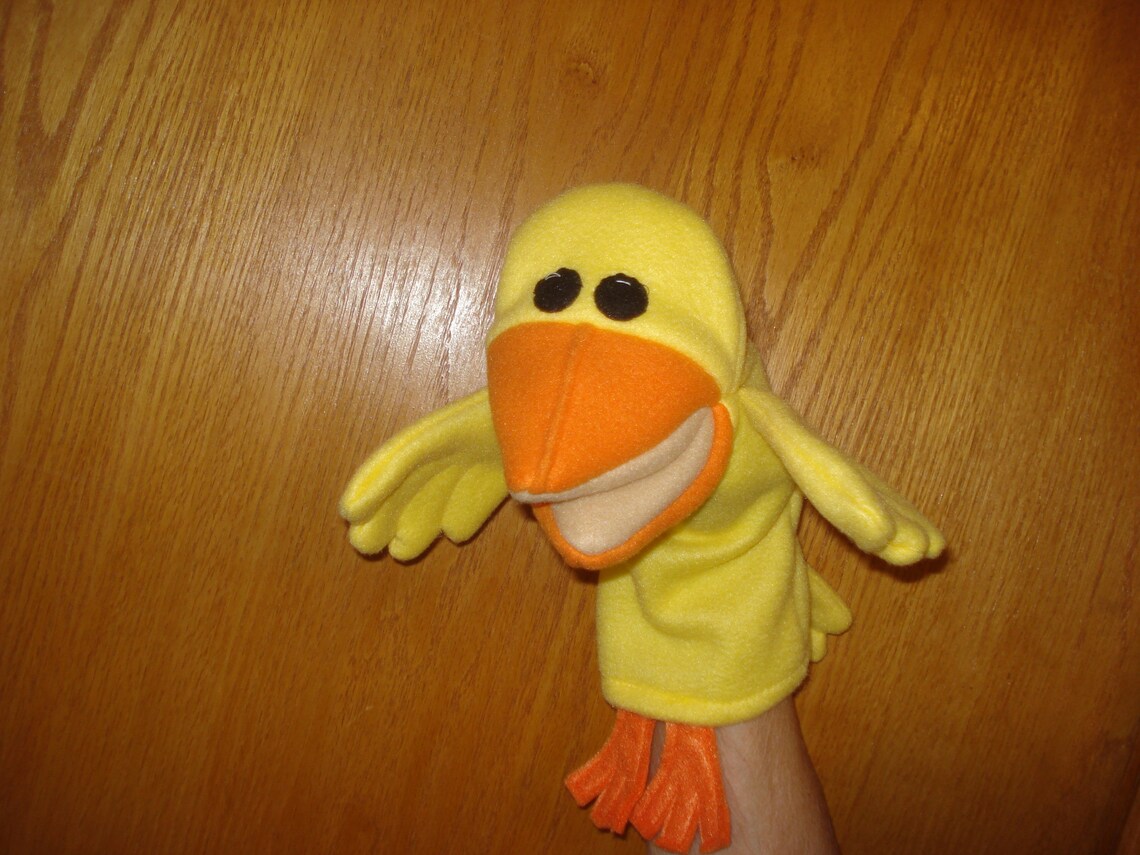 Bird hand puppet yellow black felt eyes movable mouth vip kids | Etsy