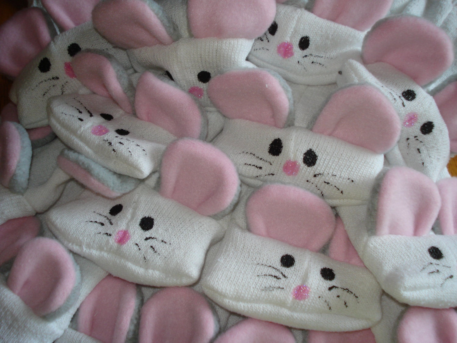 Mouse Sock Puppet Grey Ears Pink Lining Puppets by Margie - Etsy