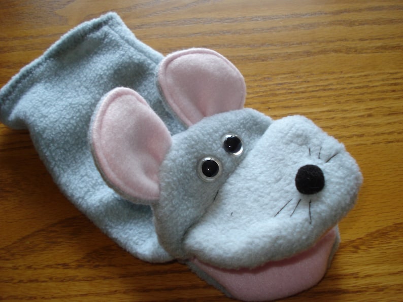 Grey Mouse Hand Puppet Pink Mouth Hand Puppet Puppets by | Etsy
