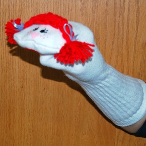 Red Haired Girl Sock Puppet With Braids Class Room Educate Aid Hand ...