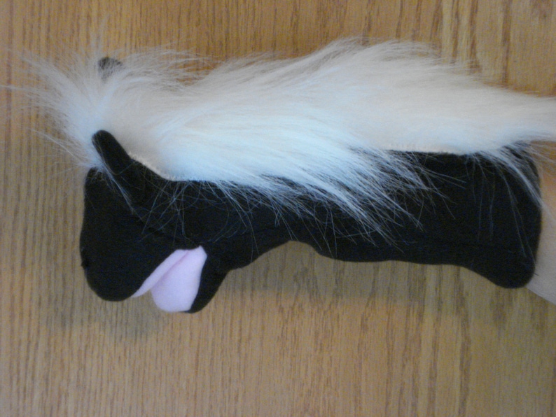 Skunk Hand Puppet Puppets Moveable Pink Mouth Embroideried - Etsy