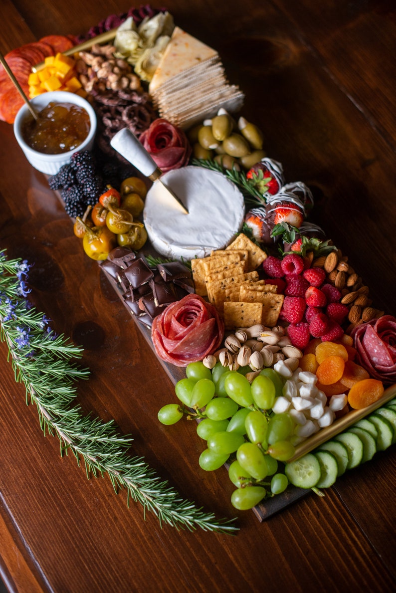 Geometric Monogrammed Charcuterie Board With Handles Perfect - Etsy