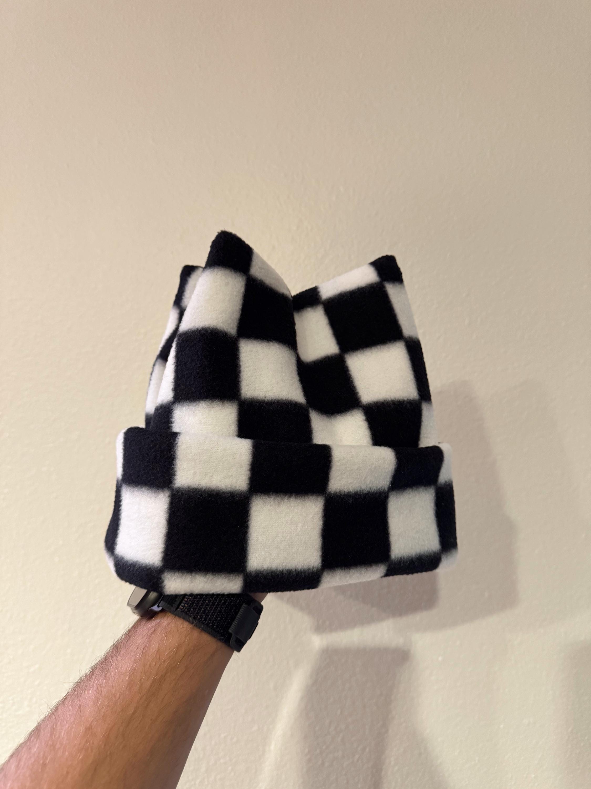 Black Check Super Cozy 4 Point Beanie - Etsy
