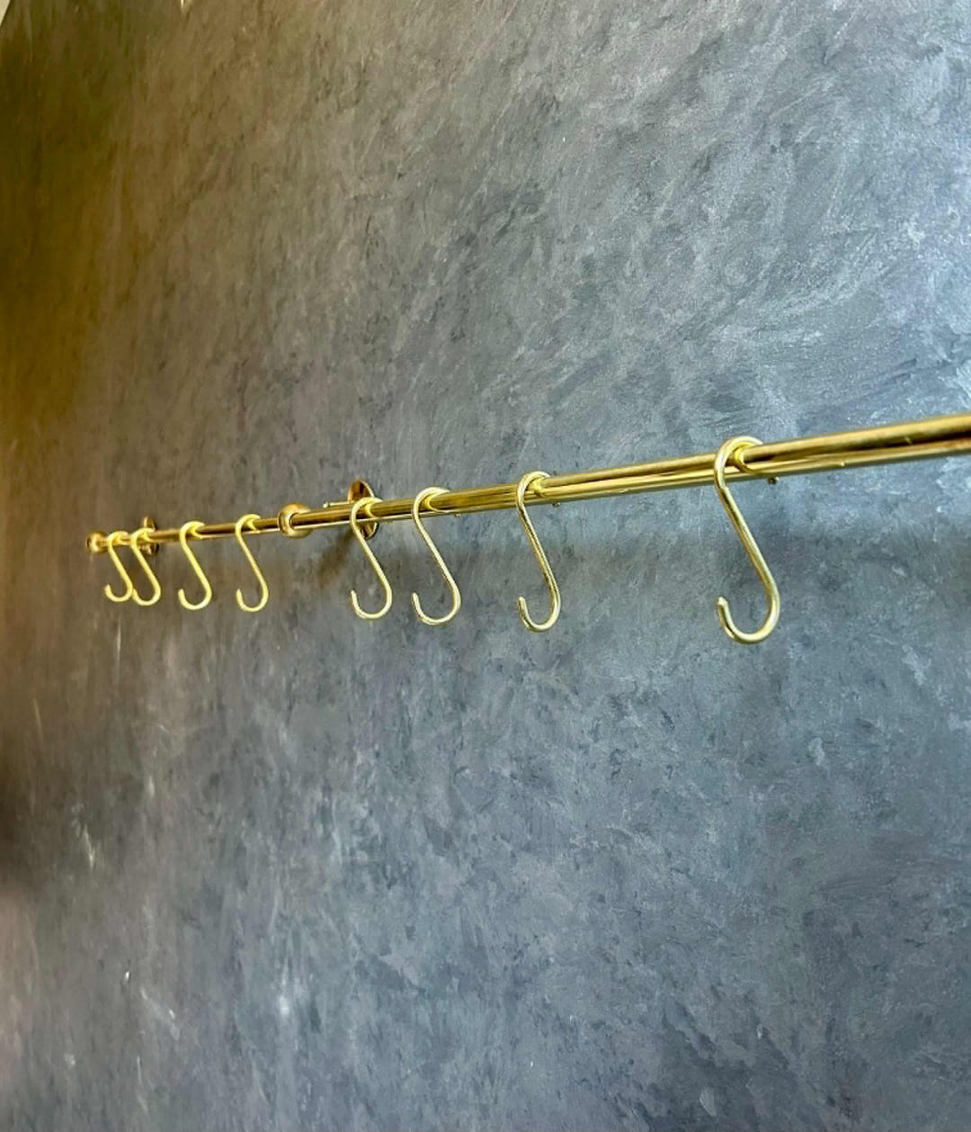 Unlacquered Solid Brass Hanging Pot Rack Antique Brass Kitchen Rail ...