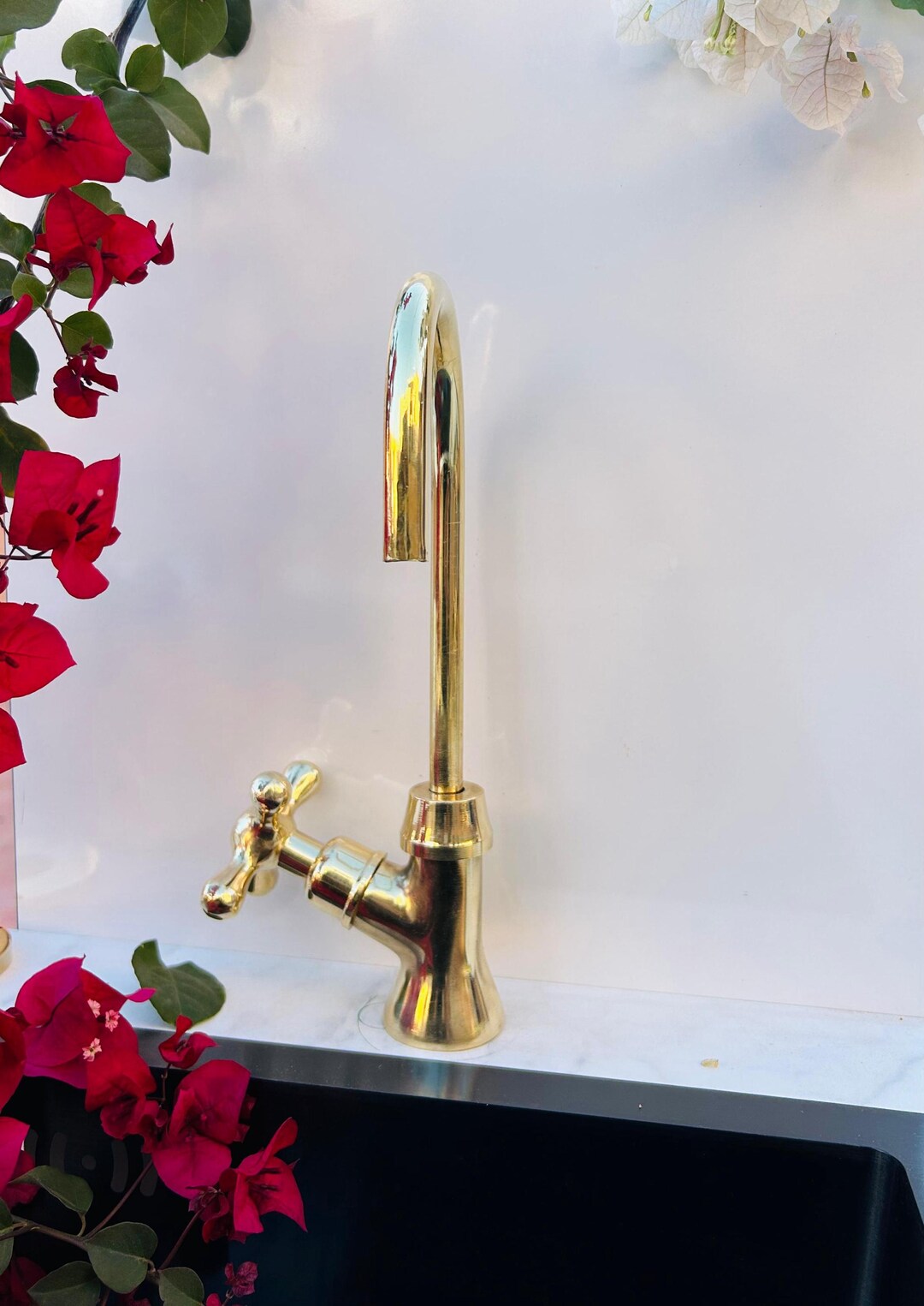 Gooseneck Brass Cold Water Faucet,single Hole Cold or Hot Water Faucet ...