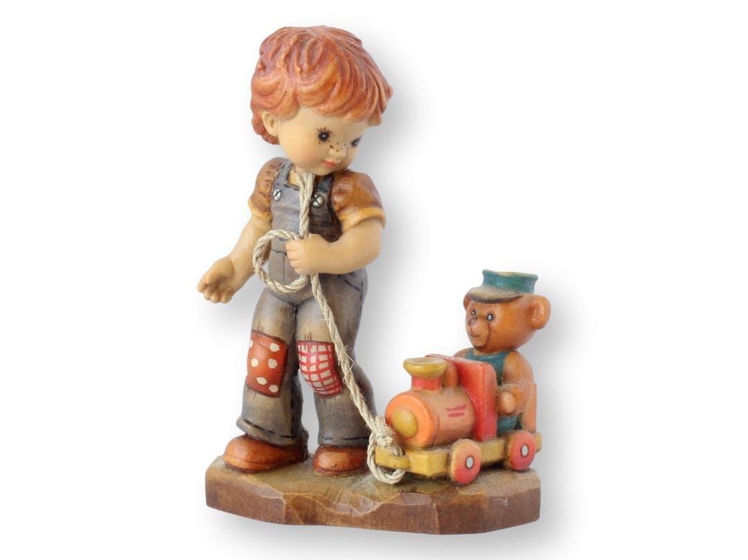 Vintage ANRI Sarah Kay Finding Our Way Boy Pulling Wagon Height 6 1/2 ...