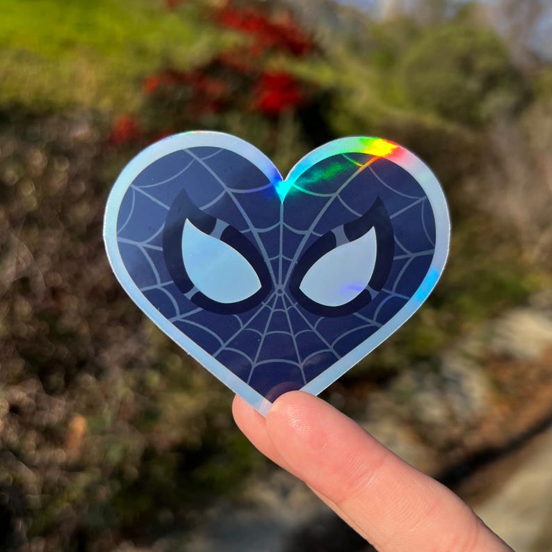 2 Pack Spidey-heart (spider-man) Glossy/holographic Sticker Valentines ...