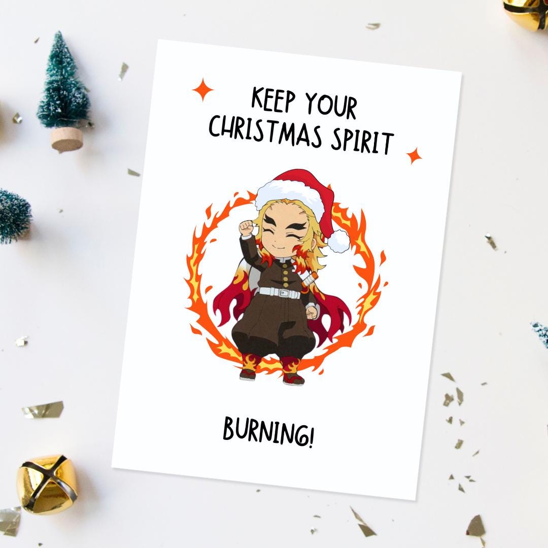 PRINTABLE Christmas Gift Card Anime / Rengoku Kyojuro Card / Greeting ...