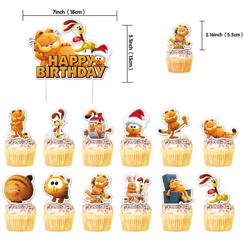 Orange Cat Balloon, Banner, Cake Topper, Cup Cake Toppers, 32pcs - Etsy