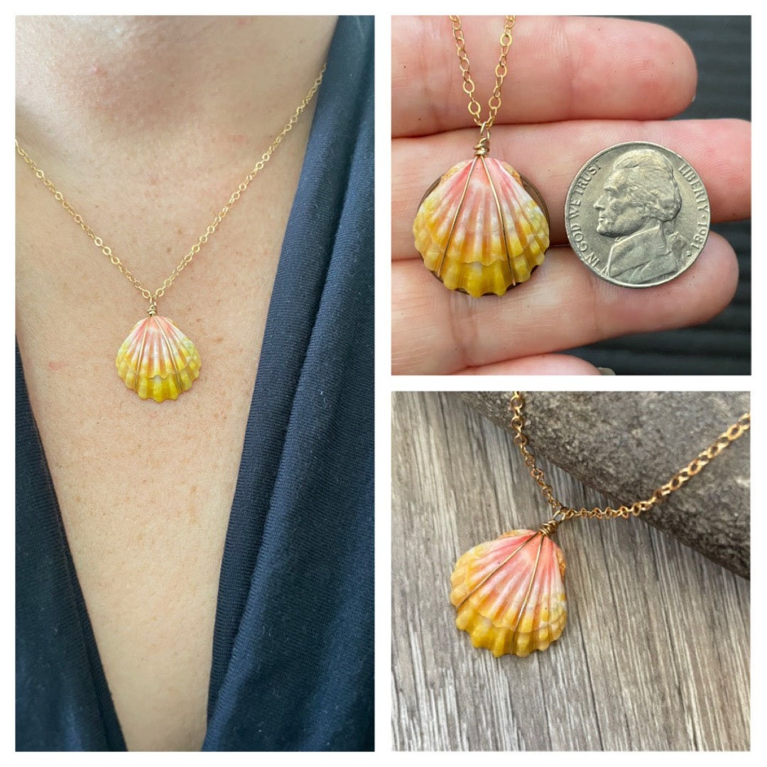 Sunrise Shell Necklace nickel Size, Gold Fill Necklace, Sunrise Shell ...
