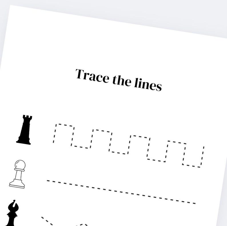 Printable Chess Themed Worksheets for Preschoolers. Pre-writing Skills ...