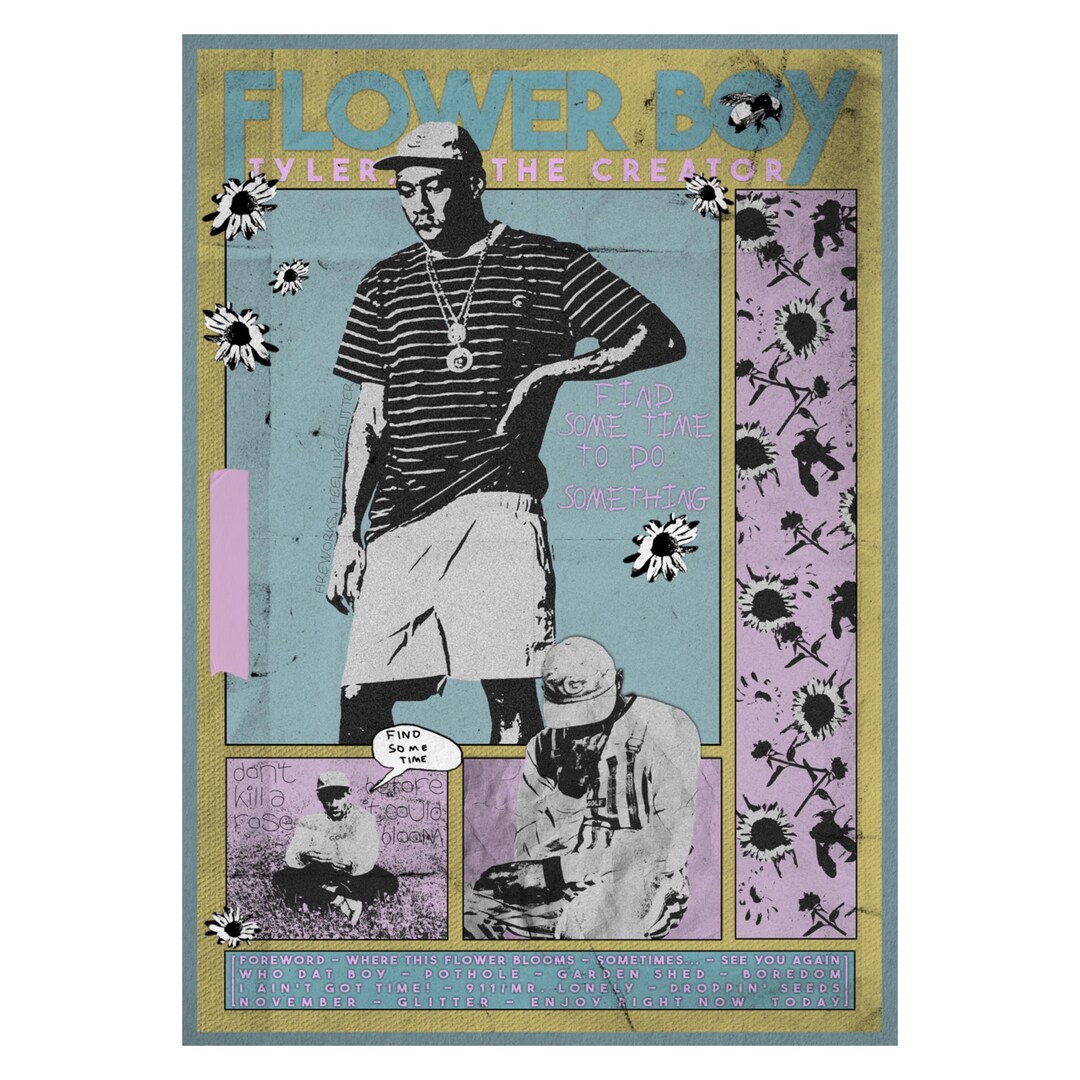 Tyler, the Creator FLOWER BOY Album Poster, Vintage Brutalist Style ...