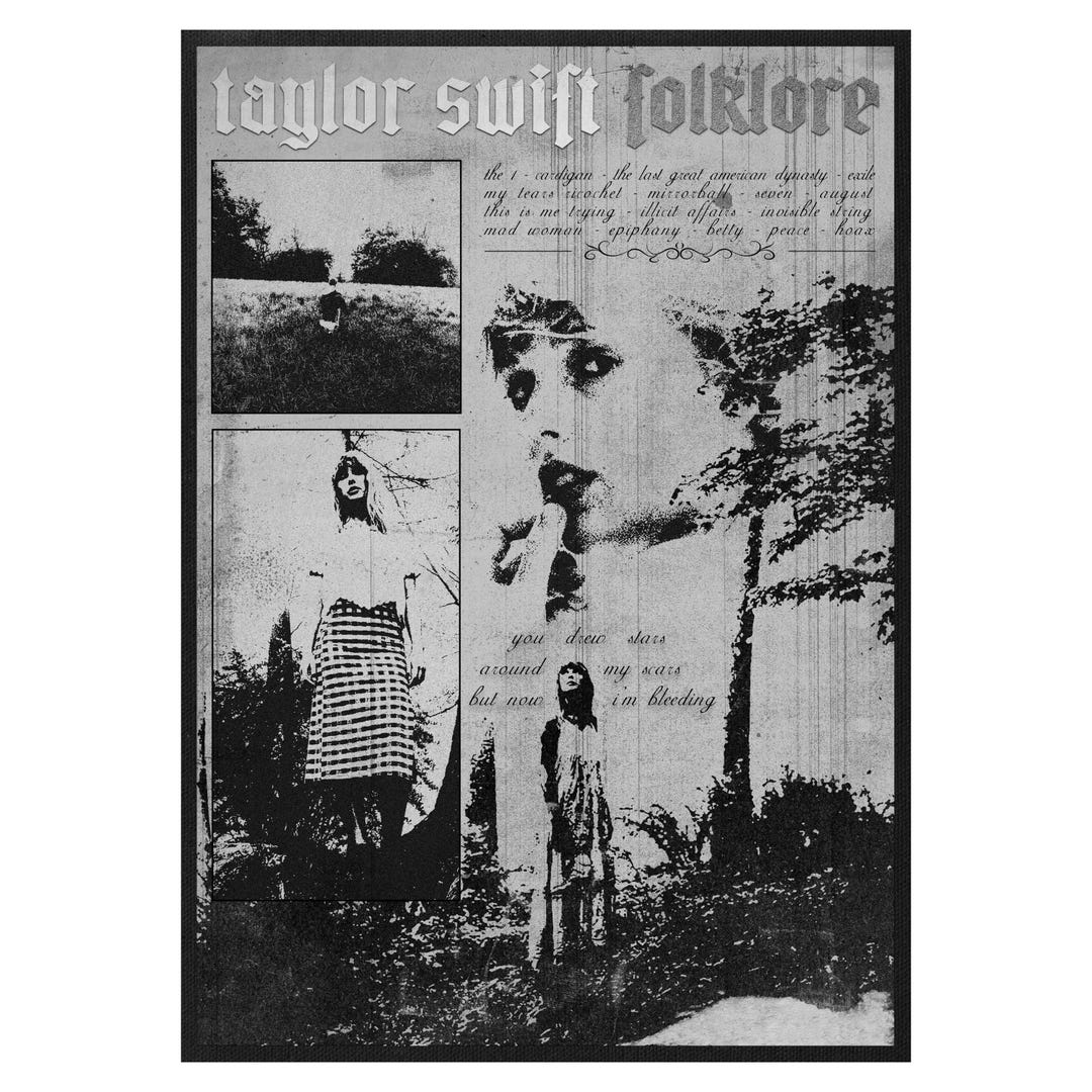 Taylor Swift FOLKLORE Album Poster, Vintage Brutalist Style Music ...