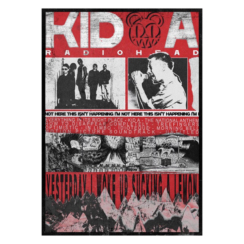 Radiohead KID A Album Poster, Vintage Brutalist Style Music Poster - Etsy
