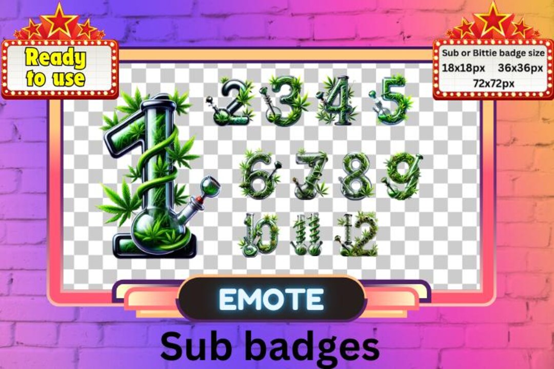 Sub Badges Emotes Weed Twitch Kick Discord Youtube Cannabis Hemp Bong ...