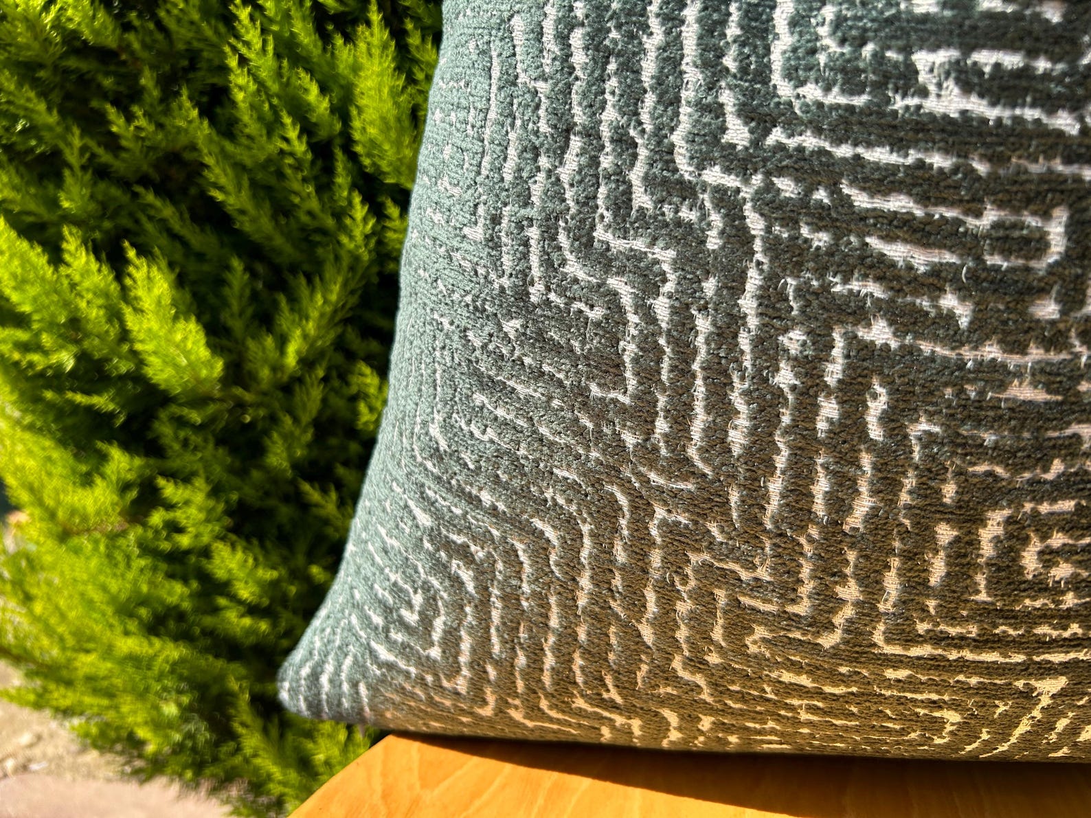 Emerald Green Abstract Lumbar Pillow, Velvet Textured Sofa Cushion ...