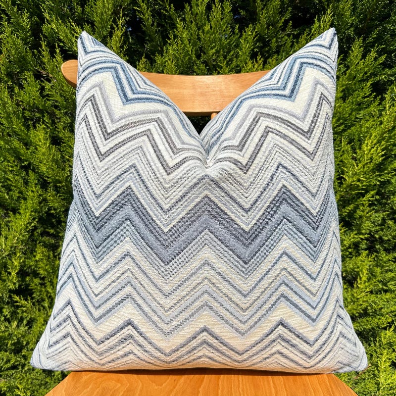 Blue Chevron Fabric - Etsy