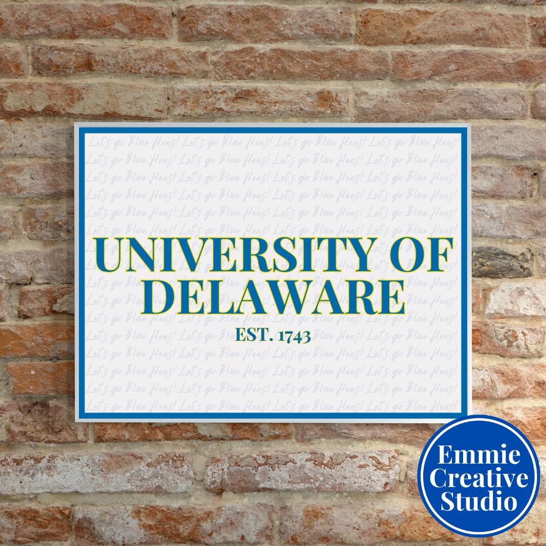 University of Delaware Poster, "let's Go Blue Hens" Word Art ...