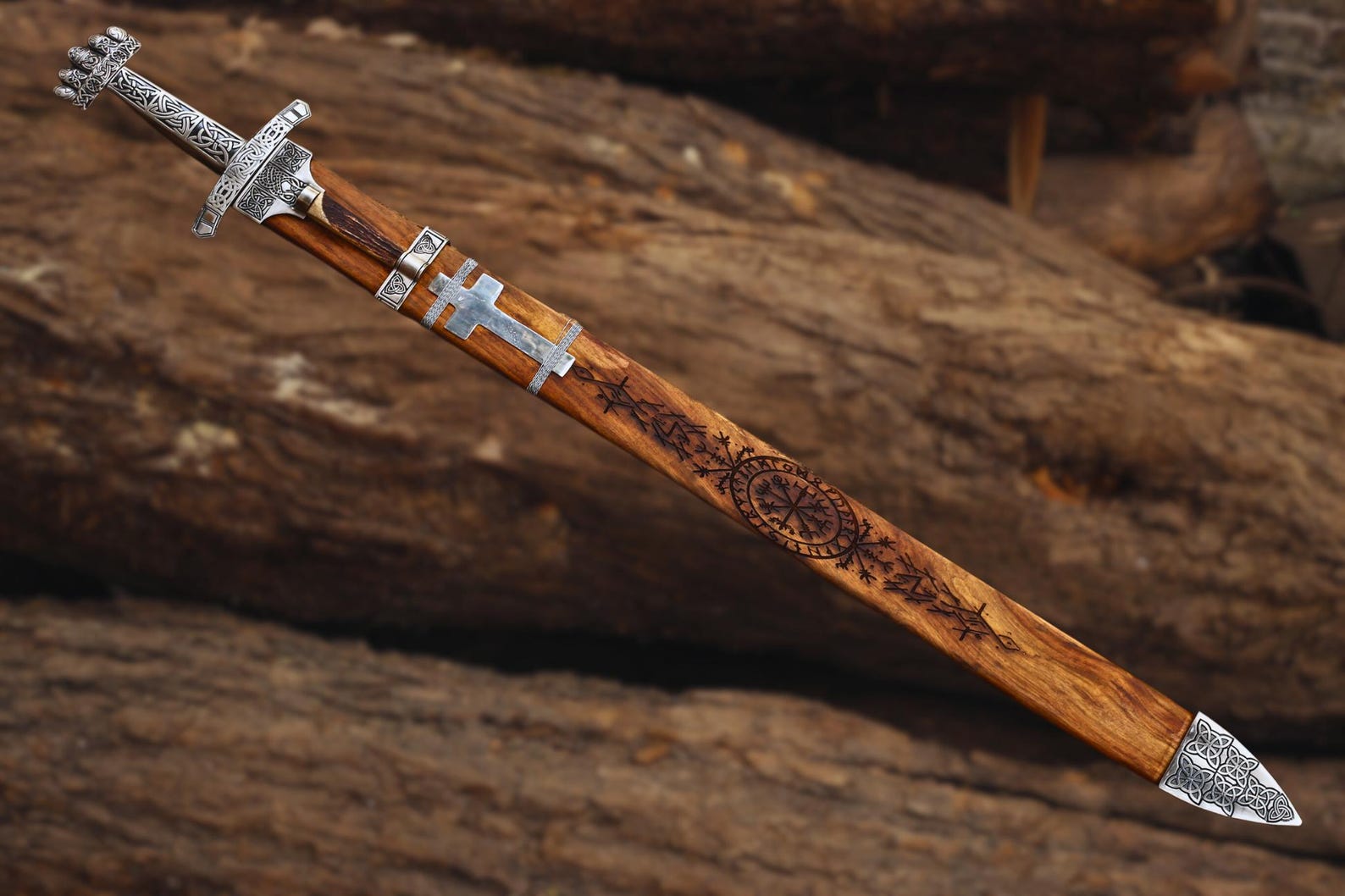 Handmade Castle Keep Viking Sword With Scabbard | Damascus Steel ...