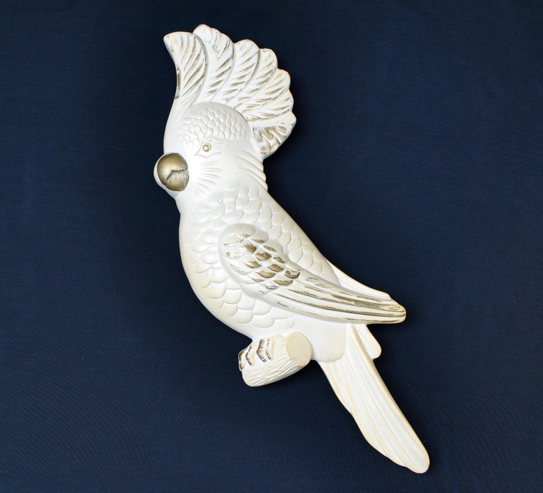 1970s Cockatiel Plaster Bird by Miller Studio, Cream and Gold Plaster ...