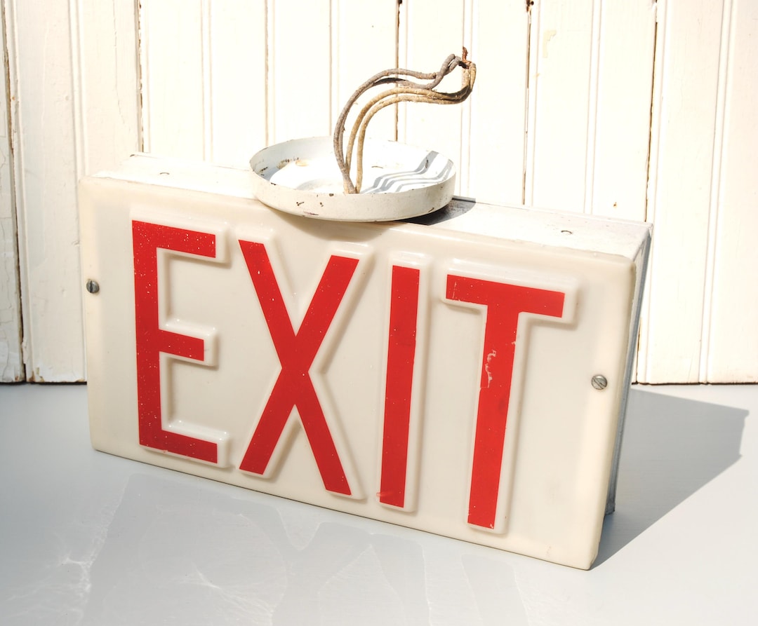 SALE! 1960s EXIT Sign, One Sided, Lights Up, Ceiling Mount, Plastic ...