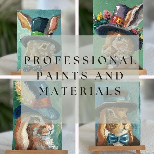 Rabbit in a Hat Painting Original Art Bunny in Hat Impasto Painting ...