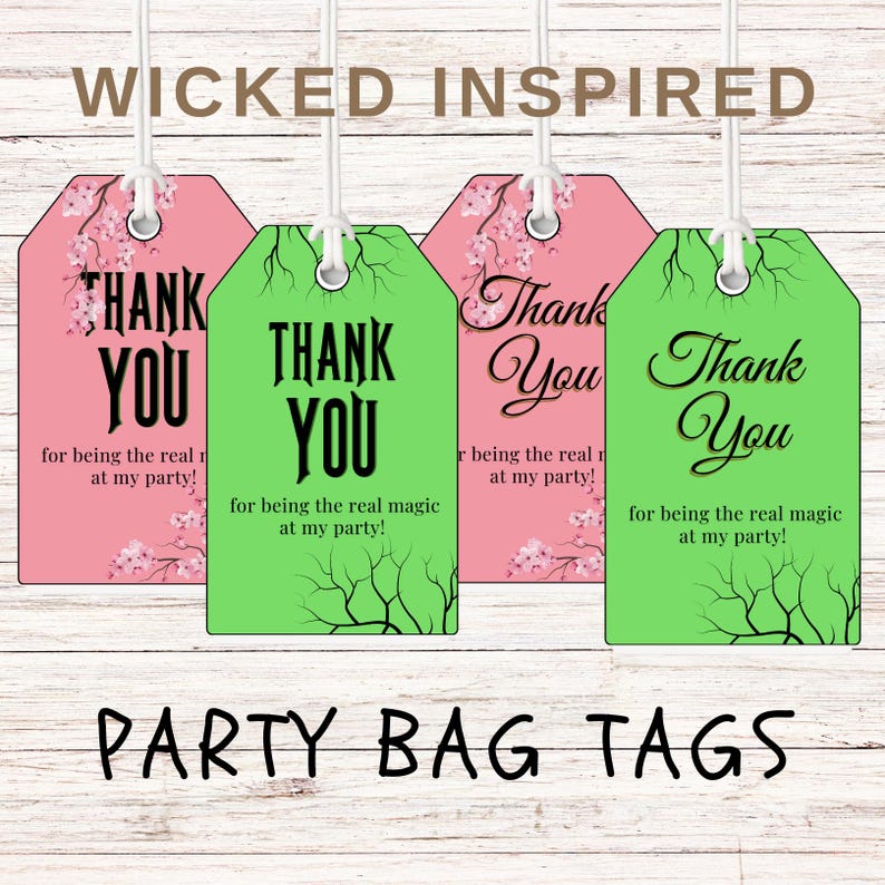 Wicked Party Invitation and Favor Bag Tags for Birthday Editable Invite ...