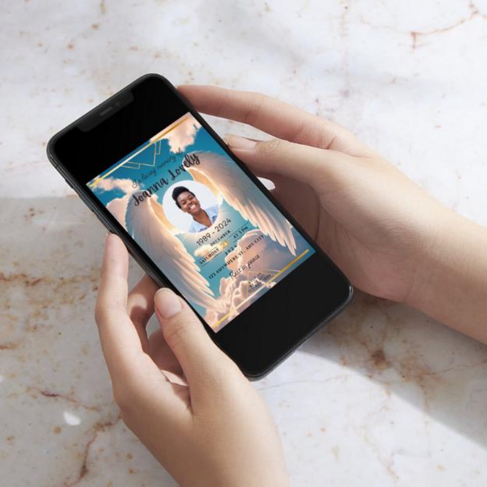 Elegant Funeral Invitation Template, Editable Memorial Service Notice ...