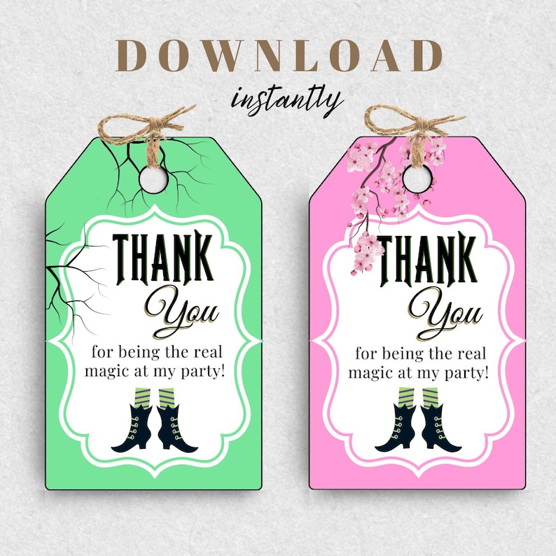Wicked Party Invitation and Favor Party Bag Tags for Birthday Editable ...