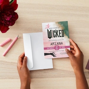 Wicked Party Invitation for Birthday Editable Invite Pink and Green ...